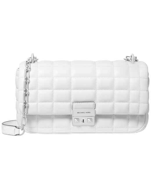 Michael Kors Tribeca Large Convertible Chain Shoulder Bag in White | Lyst