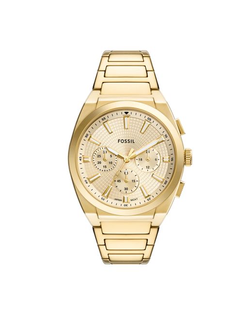 Fossil Everett Chronograph Gold-tone Stainless Steel Watch in Metallic ...
