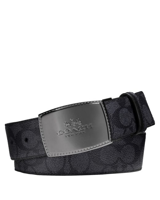 COACH Stitched Plaque Cts/rev Signature Belt in Black for Men | Lyst