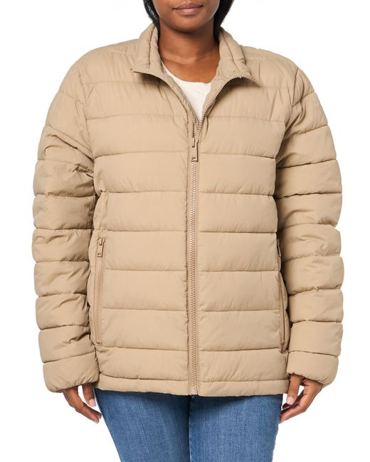 DKNY Jon Quilted Stand Collar Puffer Jacket in Natural for Men | Lyst