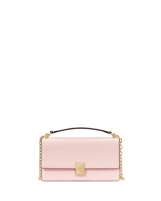 Kate Spade Deco Pebbled Leather Mini Flap Chain Crossbody in Pink | Lyst