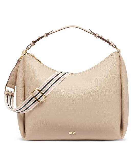 DKNY Top Zip Closure Casual Hobo Bag in Natural | Lyst