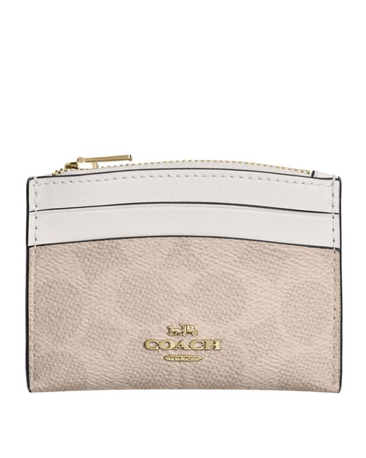 COACH Crossgrain Leather Shaped Card Case in Metallic | Lyst