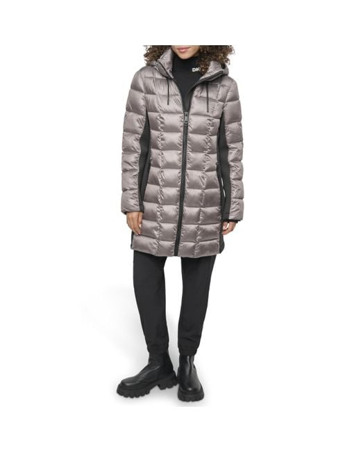 DKNY Scuba-side Light-weight Puffer in Gray | Lyst
