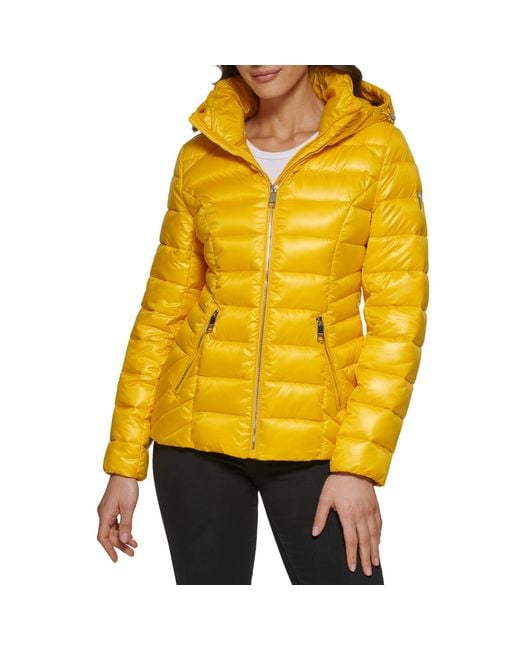 Guess Mid-weight Hooded Jacket in Yellow | Lyst