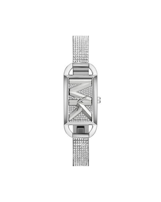 Michael Kors Mk Empire Three-hand Silver Glitz Stainless Steel Logo ...