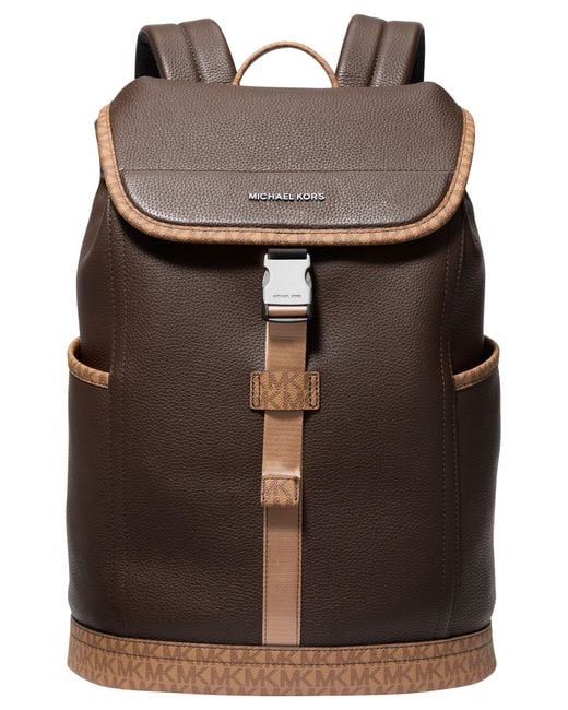 Michael Kors Hudson Slim Flap Backpack in Brown | Lyst
