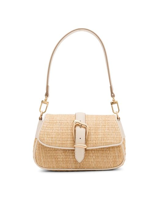 Anne Klein S Sculpted Buckle Flap Shoulder Bag in Natural | Lyst