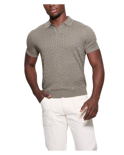 Guess Eco Short Sleeve Pointelle Stitch Brian Polo in Gray for Men | Lyst