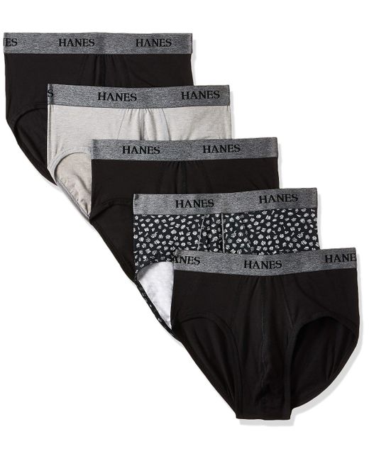 Hanes Cotton 5-pack Freshiq Brief With Comfortflex Waistband in Black ...