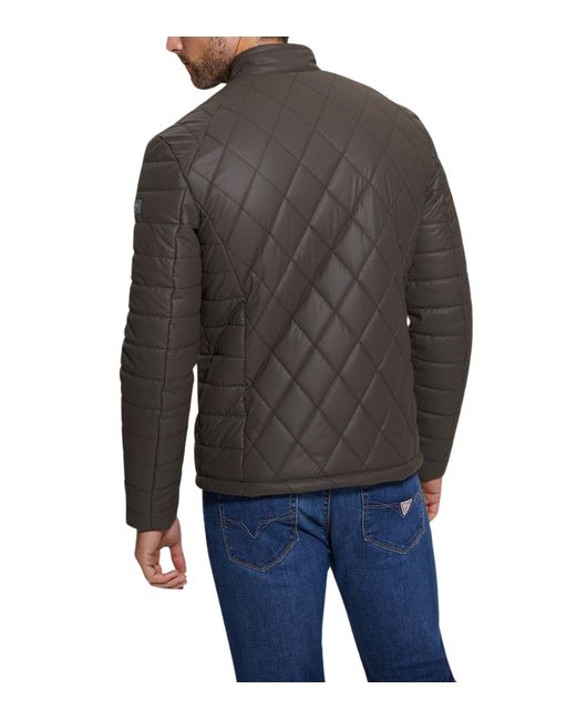Guess Stretch Faux Leather Jacket in Gray for Men | Lyst