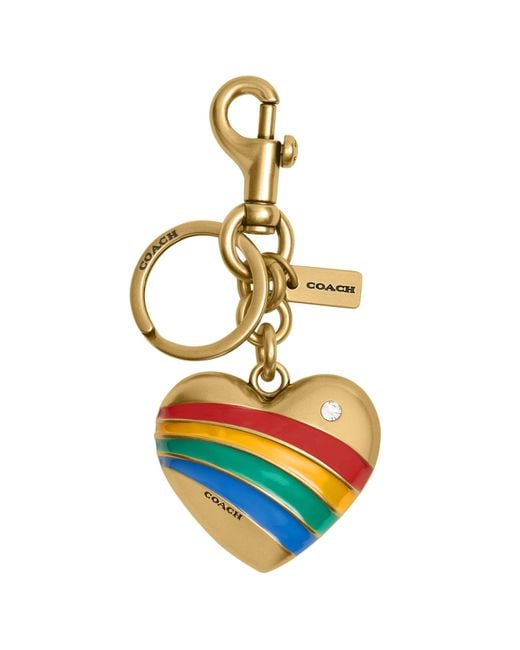 COACH Heart Bag Charm Key Chain in Metallic | Lyst