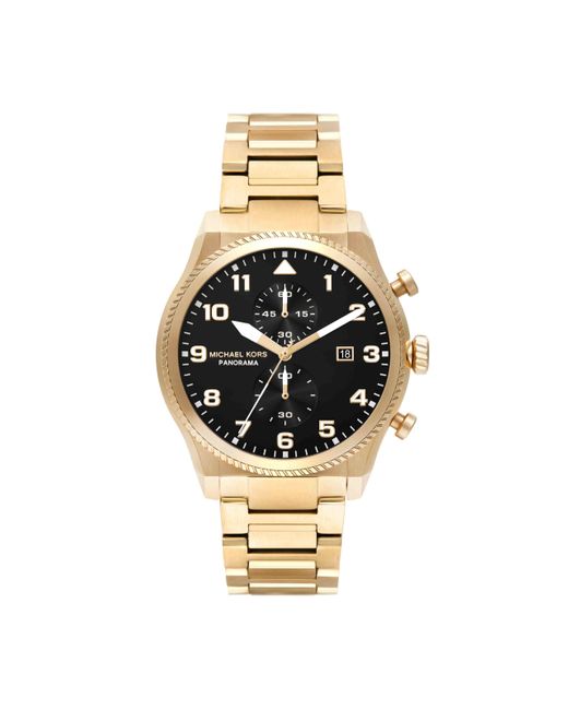 Michael Kors Panorama Chronograph Gold-tone Stainless Steel Watch in ...