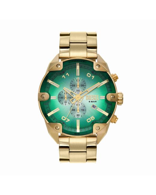 DIESEL Spiked Chronograph Gold-tone Stainless Steel Watch in Metallic ...