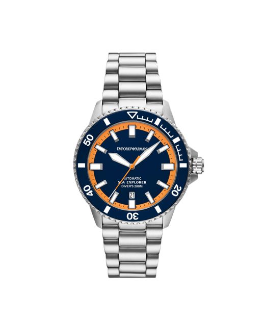 Emporio Armani Sea Explorer Automatic Stainless Steel Watch in Metallic ...