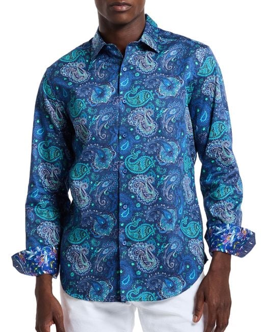 Robert Graham Titus Long Sleeve Button Down Woven Shirt in Blue for Men ...