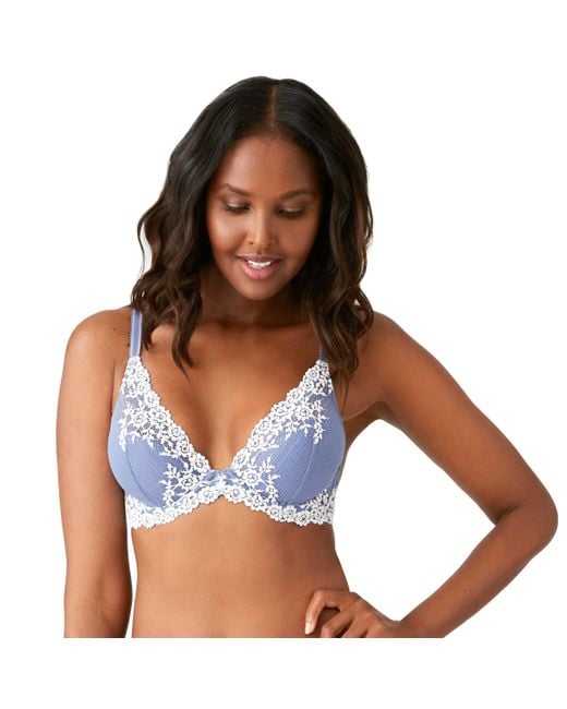 Wacoal Embrace Lace Plunge Bra in Blue | Lyst Wacoal Embrace Lace Plunge Bra in Blue | Lyst
