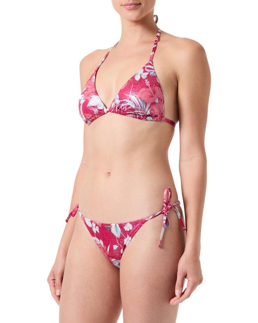 Emporio Armani Standard Triangle And String Brazilian Floral Bikini Set in Pink | Lyst