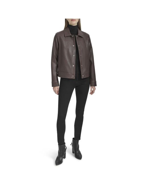 Andrew Marc Faux Leather Jacket in Gray | Lyst