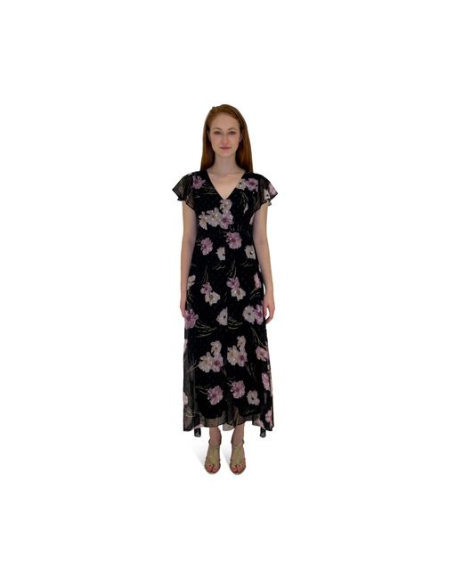 Adrianna Papell Chiffon Floral Print Metallic Jumpsuit in Black - Lyst Adrianna Papell Chiffon Floral Print Metallic Jumpsuit in Black - Lyst