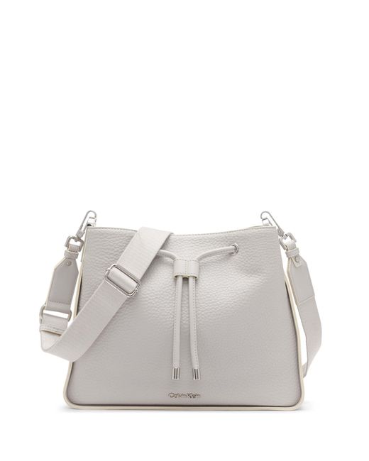 Calvin Klein Fay Drawstring Adjustable Hobo in Grey | Lyst UK