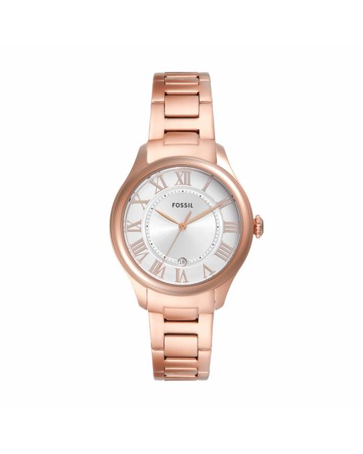 Fossil Gilmore Three-hand Date Rose Gold-tone Stainless Steel Watch in ...
