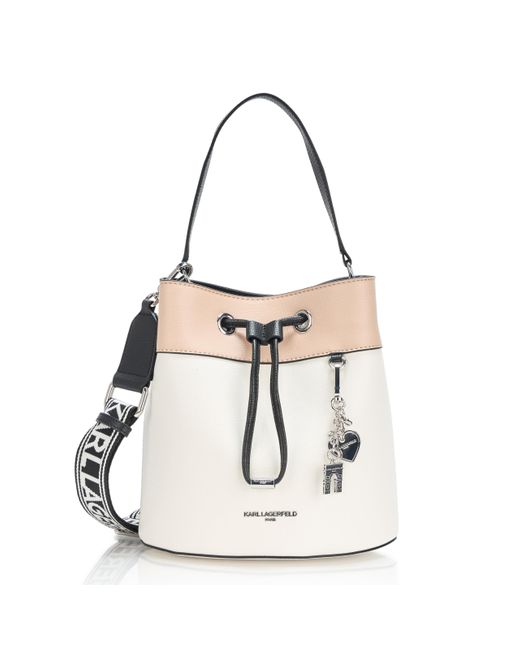 Karl Lagerfeld Paris Adele Bucket Bag in White | Lyst