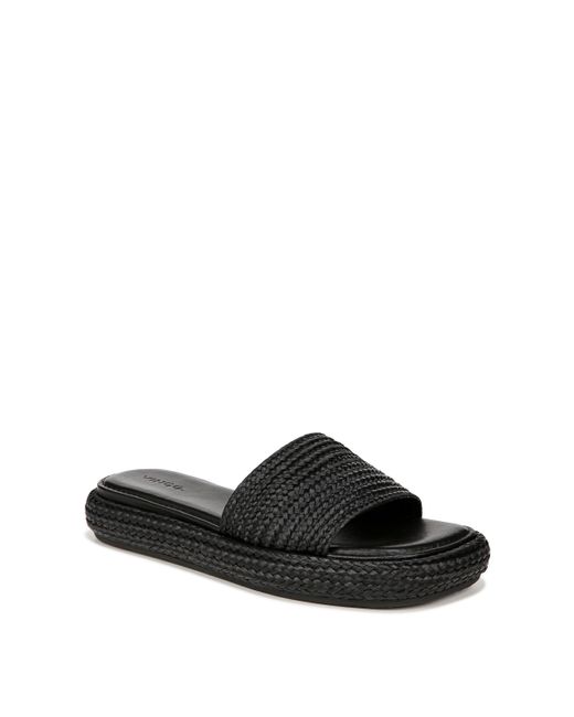 Vince S Eva Raffia Slide Sandal Black Raffia 8 M | Lyst
