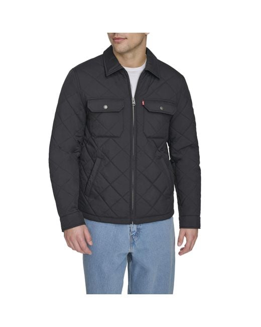 Levi's Diamond Quilted Laydown Collar Jacket in Black for Men | Lyst
