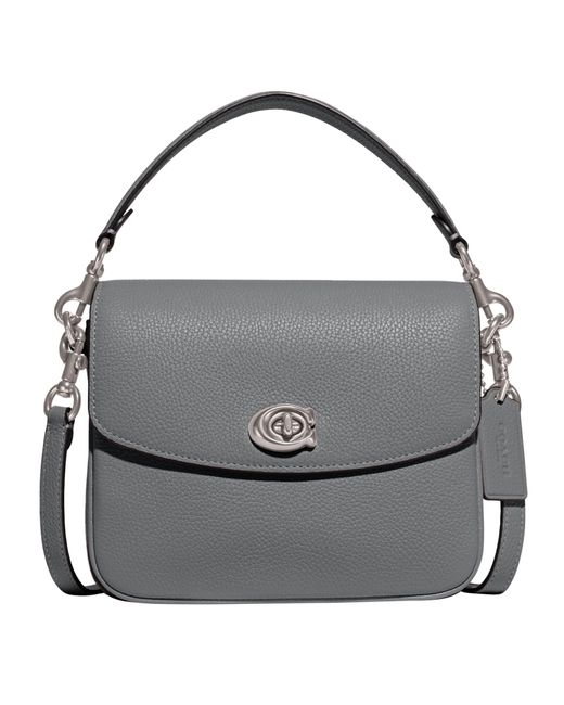 Coach Polished Pebbled Leather Cassie Crossbody 19 In Gray Lyst
