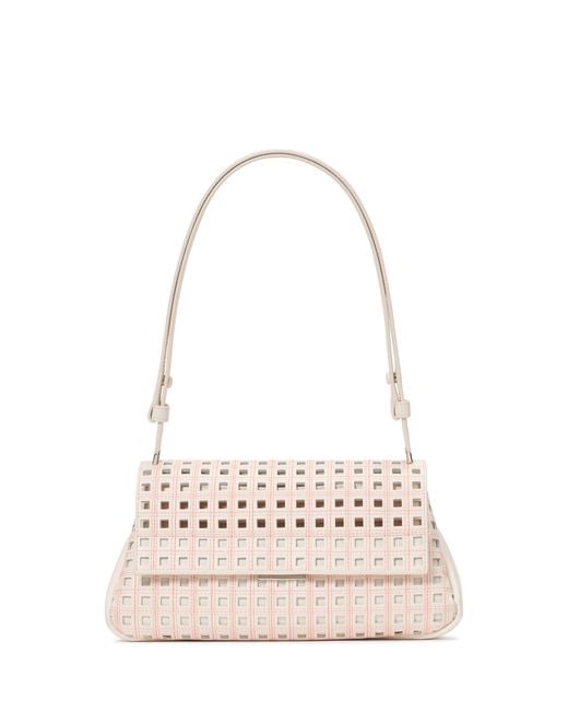 Kate Spade Grace Perforated Fine Grain Leather Shoulder Bag in White | Lyst