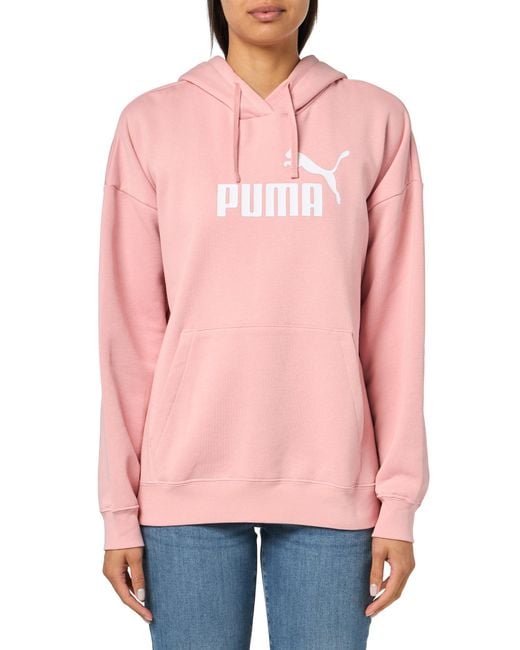 PUMA Essentials Logo Fleece Hoodie Hooded Sweatshirt in Pink | Lyst UK