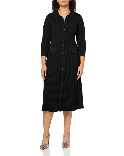 Shoshanna Bond Button Knit Nyla Dress in Black | Lyst