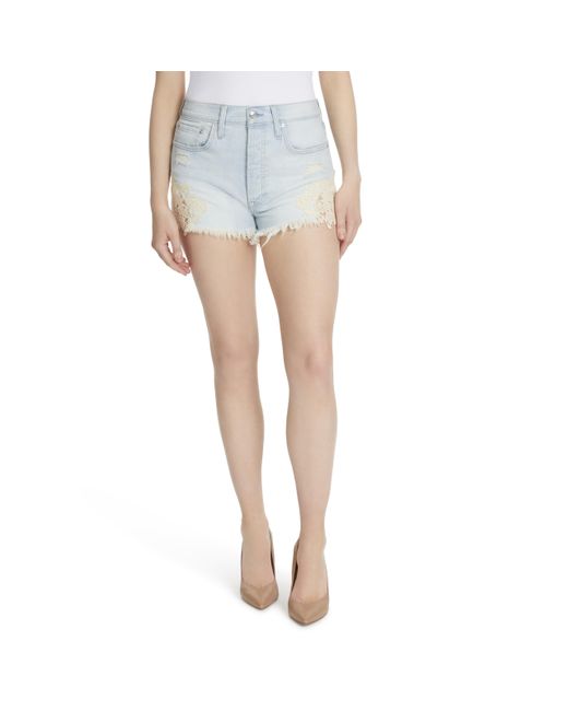 Jessica Simpson Hug Me High Rise Mini Jean Short Standard in Blue | Lyst