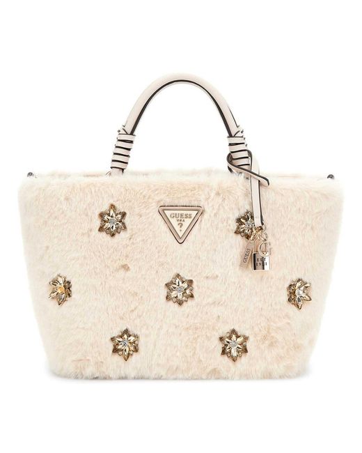 Guess Shoulder Bag Shaida Tote Bag Stone Ivory in Natural | Lyst UK