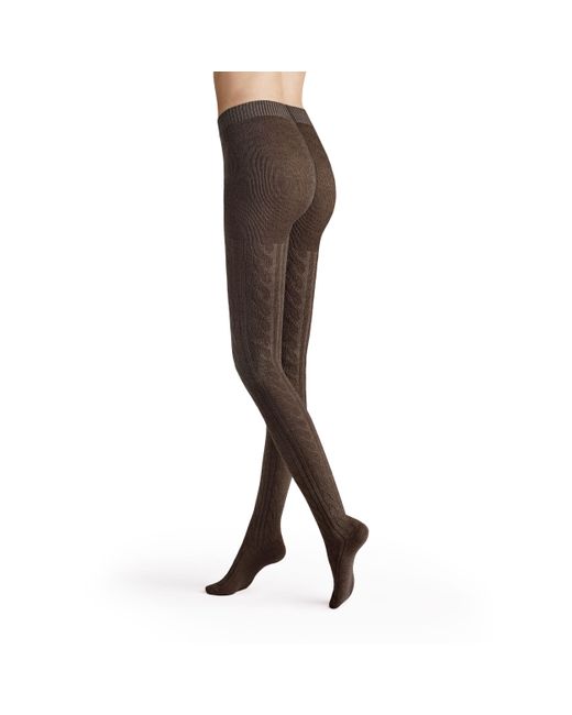 Hudson Jeans Unbekannt Winter Plait Sh Knitted Pattern Tights in Brown ...