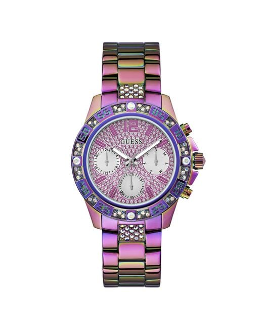 Guess Majesty Watch Stainless Steel in Purple | Lyst UK