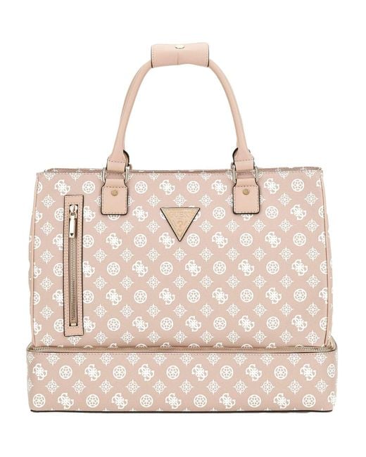 Guess Large Pink Bags in Natural | Lyst UK