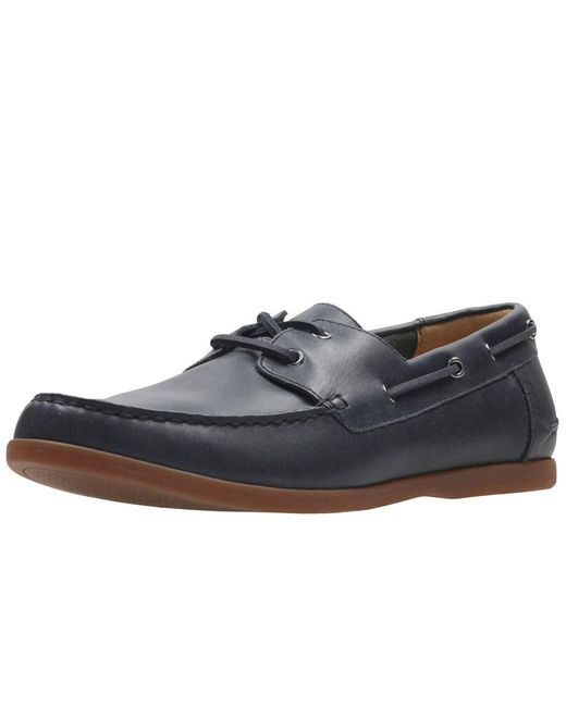 Clarks Morven Sail Leather Shoes In Navy Standard Fit Size 101⁄2 in ...