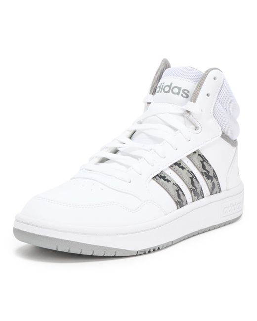 adidas Hoops 3.0 Mid Top Basketball Sneaker in White for Men | Lyst