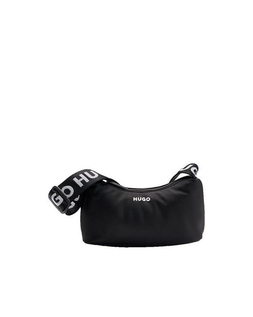 HUGO Twill Hobo Bag With Logo Strap in Black | Lyst UK