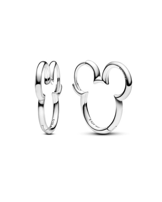 PANDORA Disney Mickey Mouse Silhouette Hoop Earrings | Lyst UK