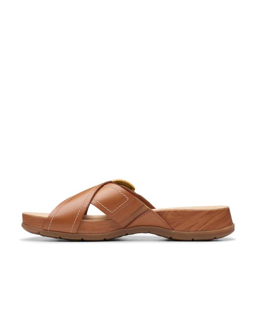 Clarks Reileigh Bay Slide Sandal in Brown | Lyst