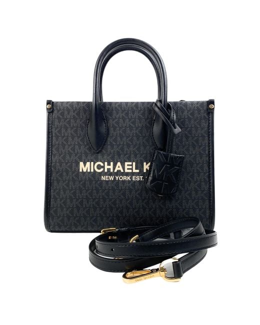 Michael Kors Mirella Small Tote Crossbody Bag In Black Signature | Lyst UK