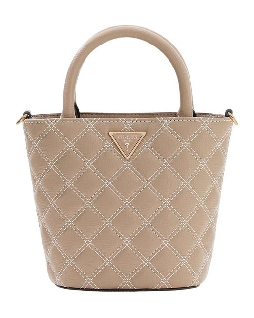 Guess Giully Ii Mini Tote Pale Mocha Shoulder Bag Beige in Brown | Lyst UK