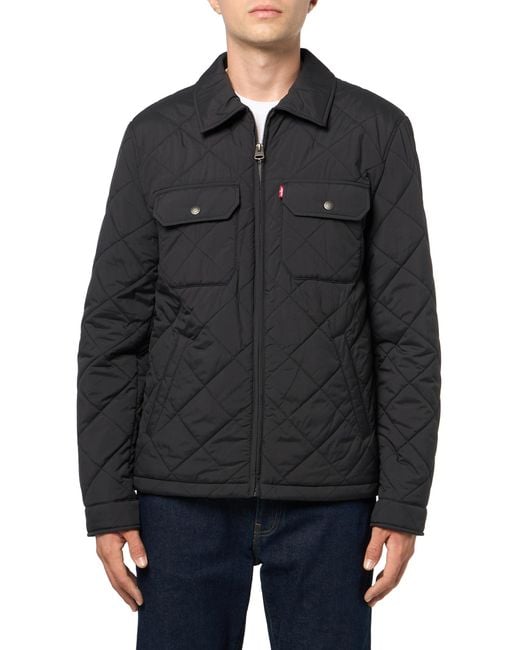 Levi's Diamond Quilted Laydown Collar Jacket in Black for Men | Lyst UK