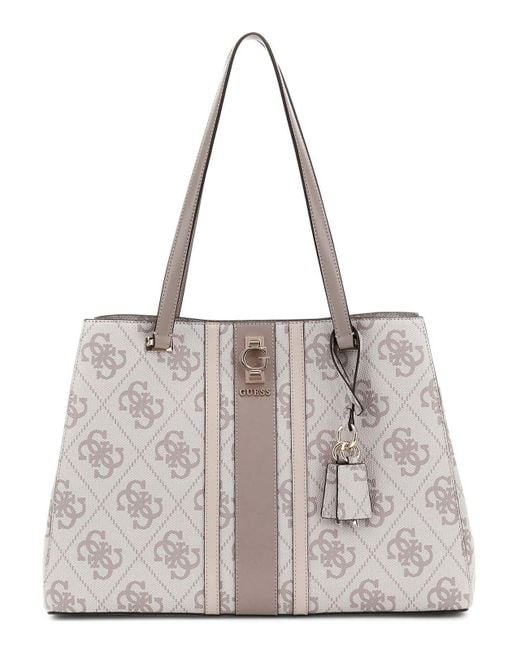 Guess Erenia Tote Bag Dark Taupe Logo Taupe Taupe in Grey | Lyst UK