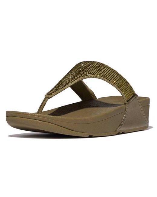 Fitflop Lulu Crystal Embellished Toe-post Sandals in Brown | Lyst UK