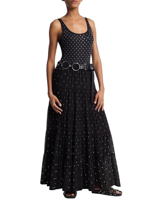 Michael Kors S Studded Tier Maxi Skirtskirt in Black | Lyst UK