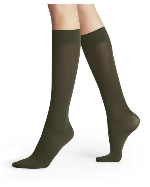 FALKE Pure Matt 50 Den W Kh Semi-opaque Plain Knee High Socks in Green ...